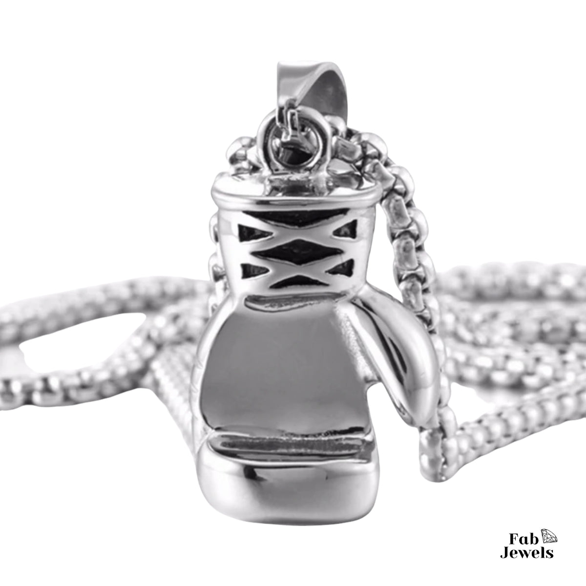Stainless Steel Boxing Glove Pendant Silver Gold Black Tone with Neckl FabJewels 4less