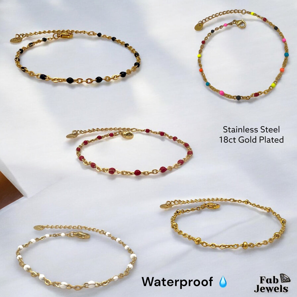 Colourful Stainless Steel Bead Bracelets – FabJewels 4less
