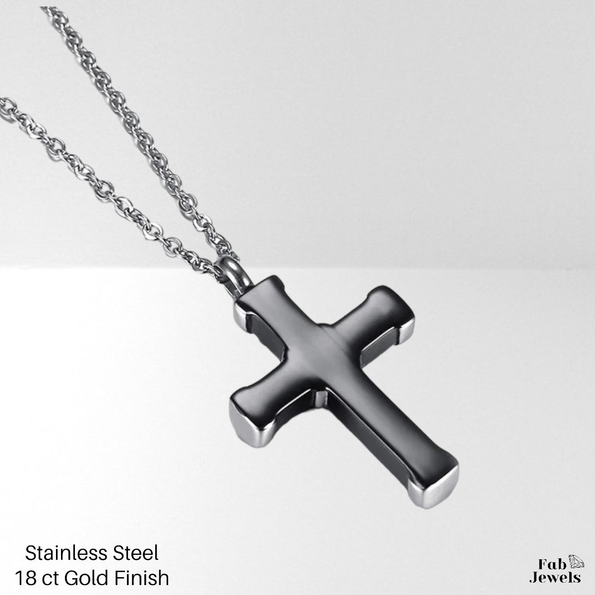 Stainless Steel 316L black Cross Pendant and Necklace – FabJewels 4less